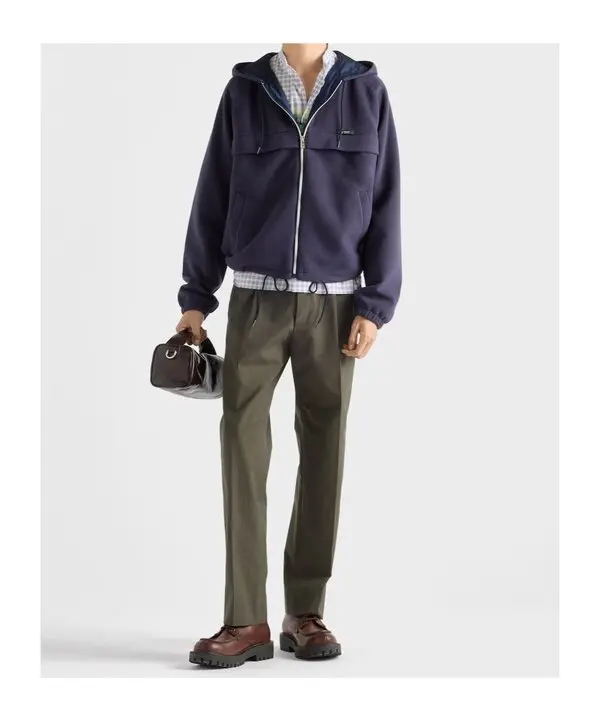 Prada Zipped Hooded Jacket In Navy Blue - 16% Off | Editorialist
